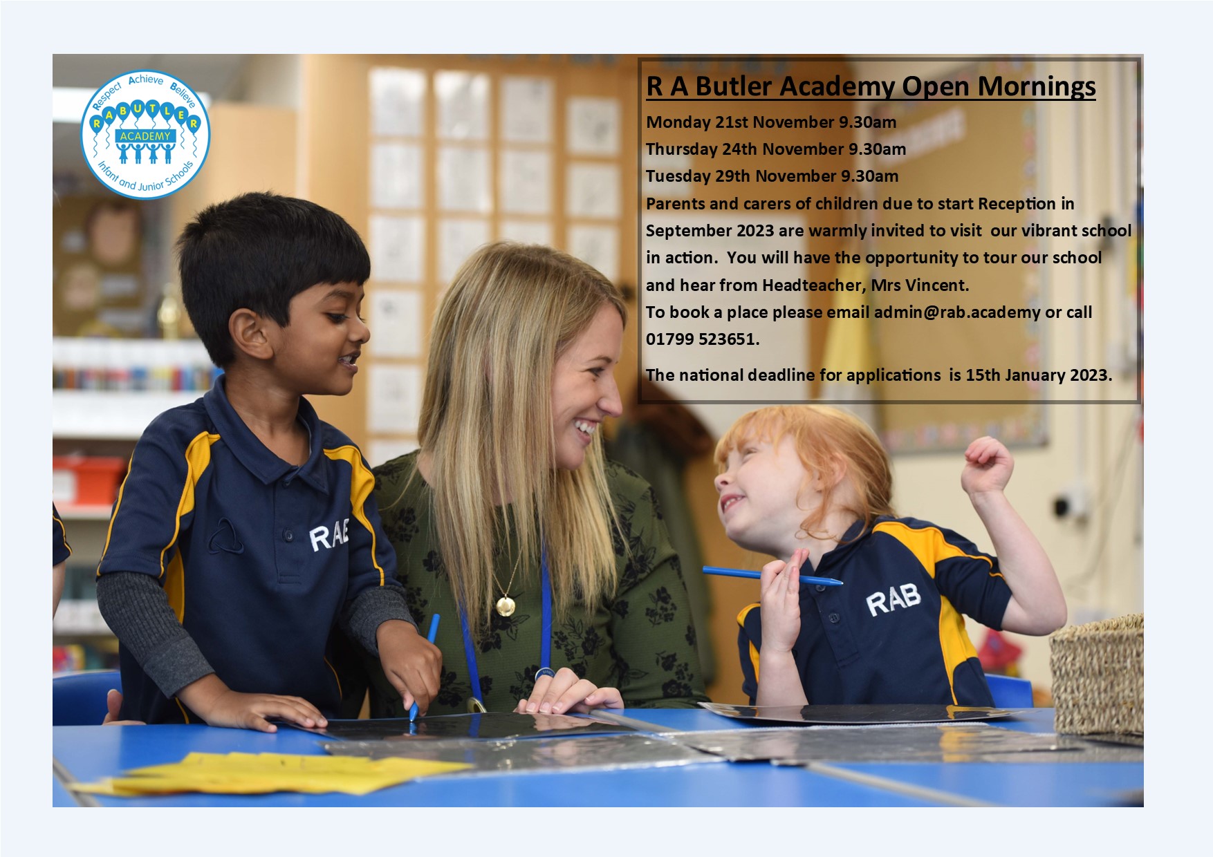 R A Butler Academy - Admissions & Reception 2023